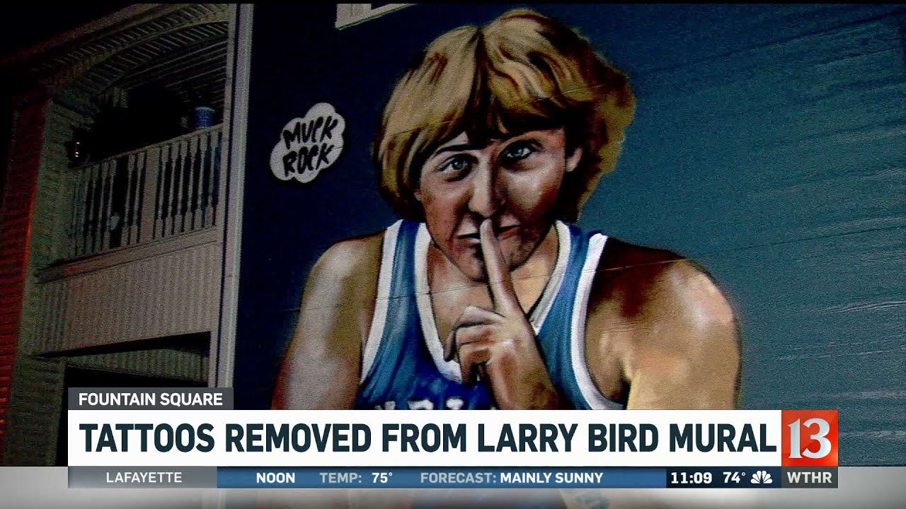 Tattoos Removed from Larry Bird Mural - YouTube