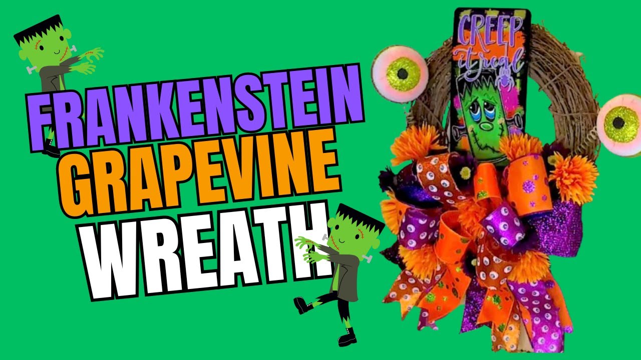 DIY Easy Frankenstein Grapevine Wreath - YouTube
