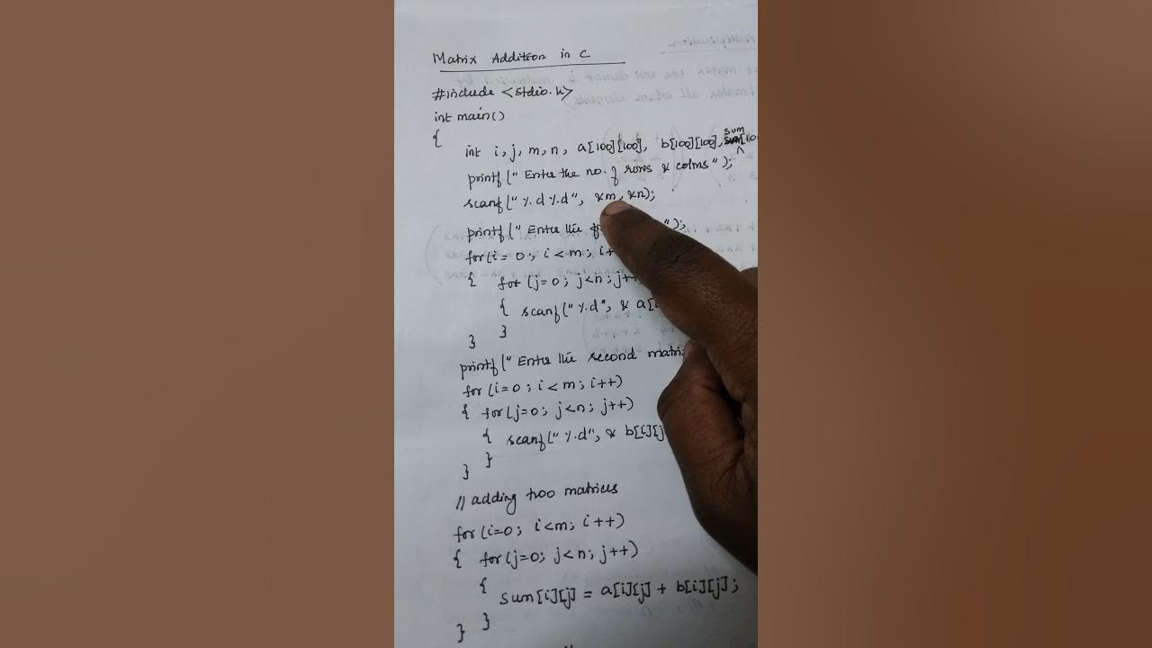 C program for Addition of two matrices - YouTube
