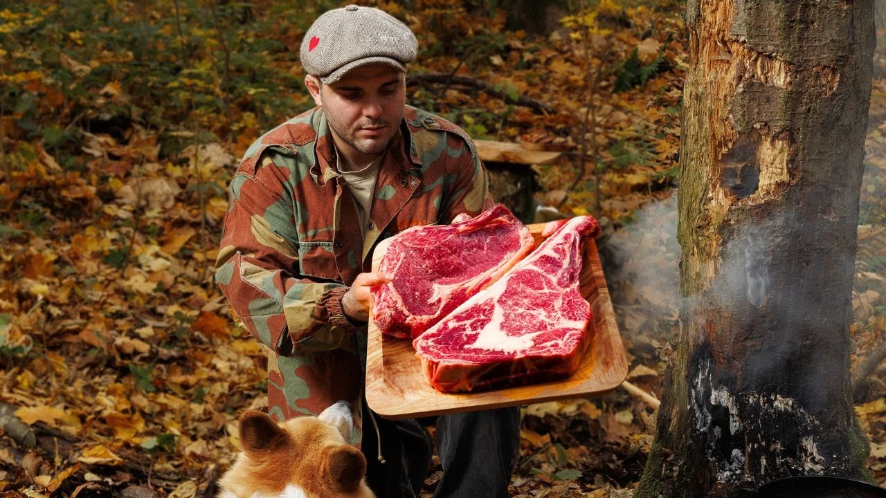 Double Tomahawk Steak: Mouthwatering Fire-Cooked Perfection |Outdoor Cooking | ASMR - YouTube