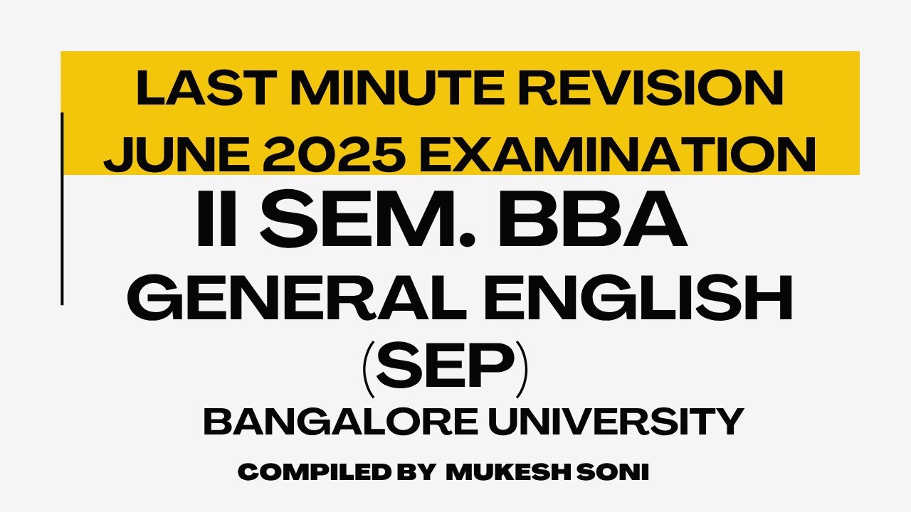 Exam Revision-II Sem. BBA-General English-BU - YouTube