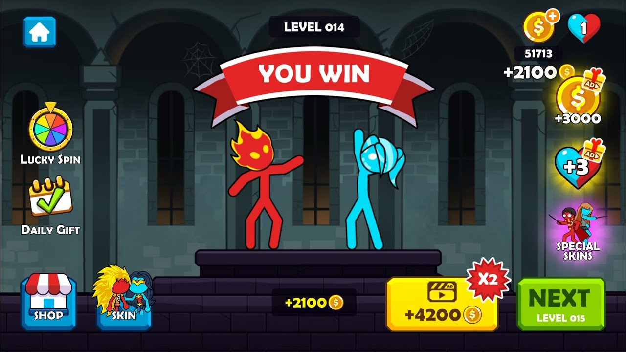 Stickman Red vs Blue Gameplay #1 ( level 8 - 20 ) / Kid Black Game ...