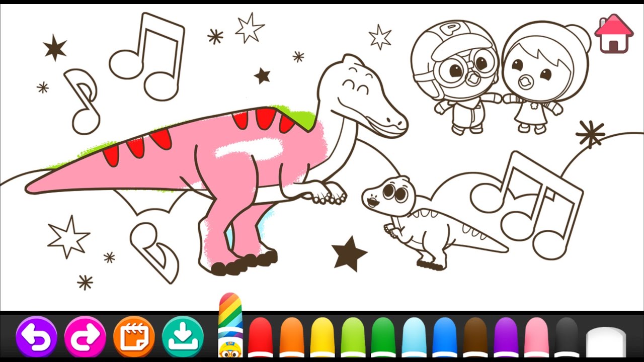 26 Mewarnai Pororo Dan Dinosaurus | Pororo Dinosaur Coloring Painting ...