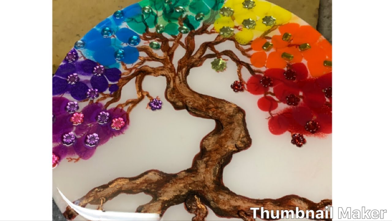 Resin art tree / collaboration chakra -theme - YouTube