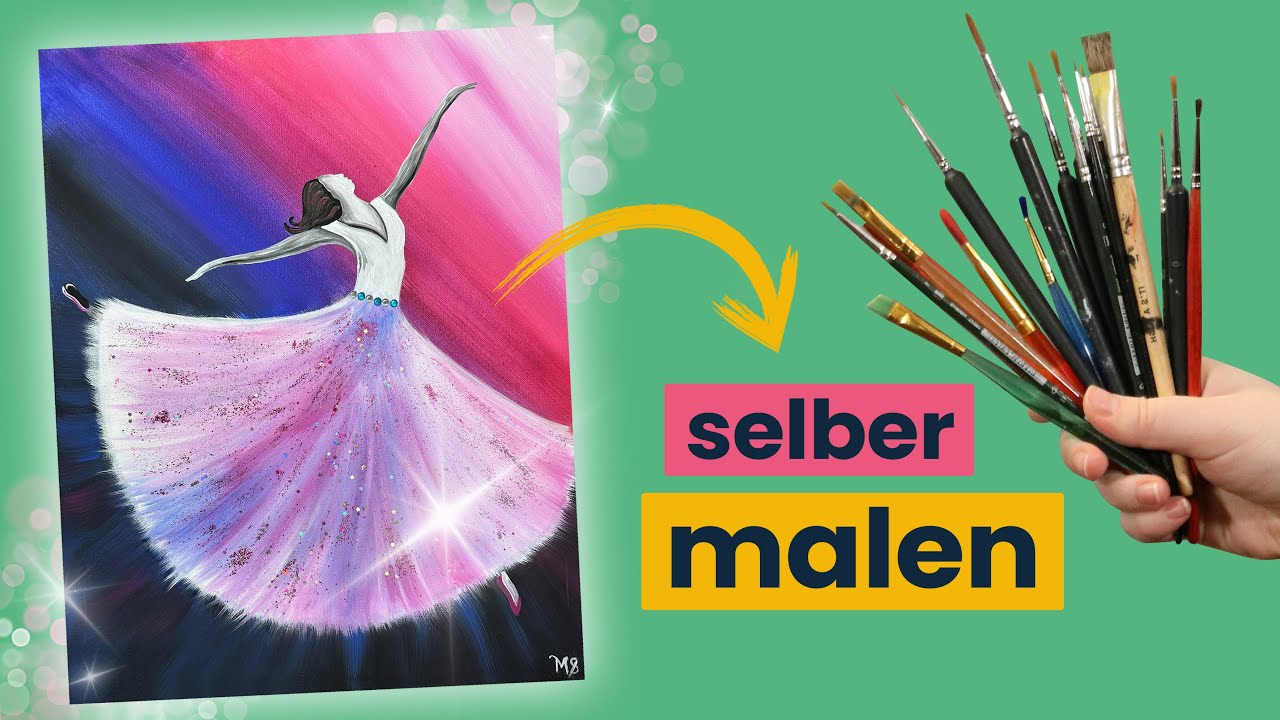 Malen mit Acrylfarben: Tanzende Ballerina (zum nachmalen) - YouTube