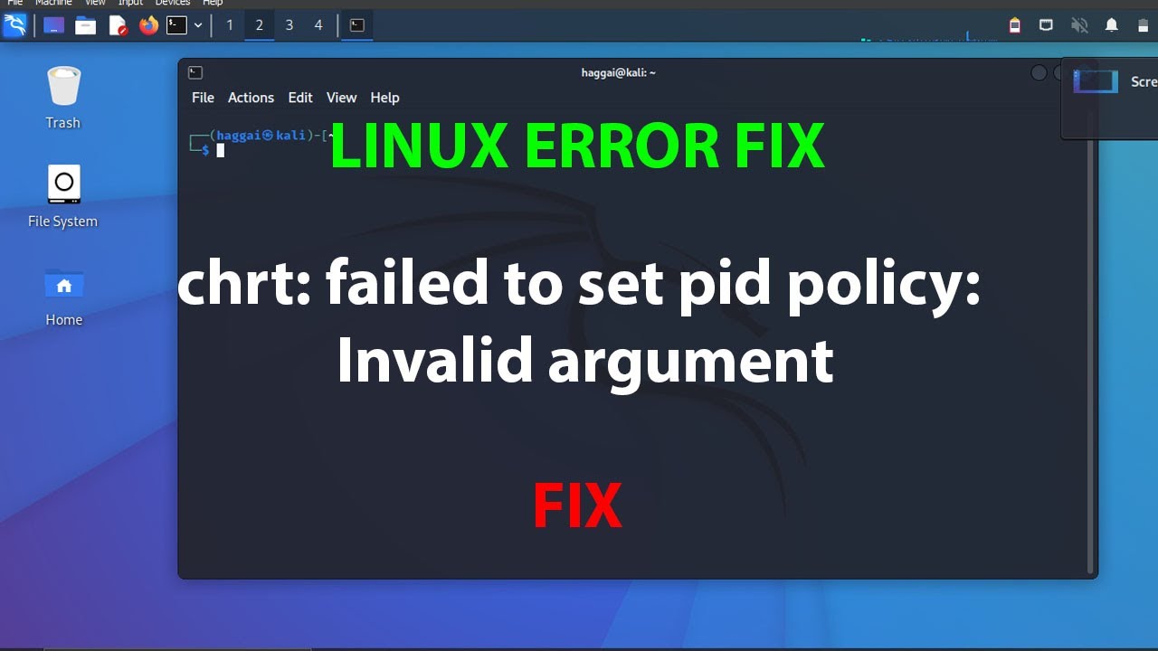 Linux Error Fix Chrt Failed To Set Pid 0s Policy Invalid Argument Youtube