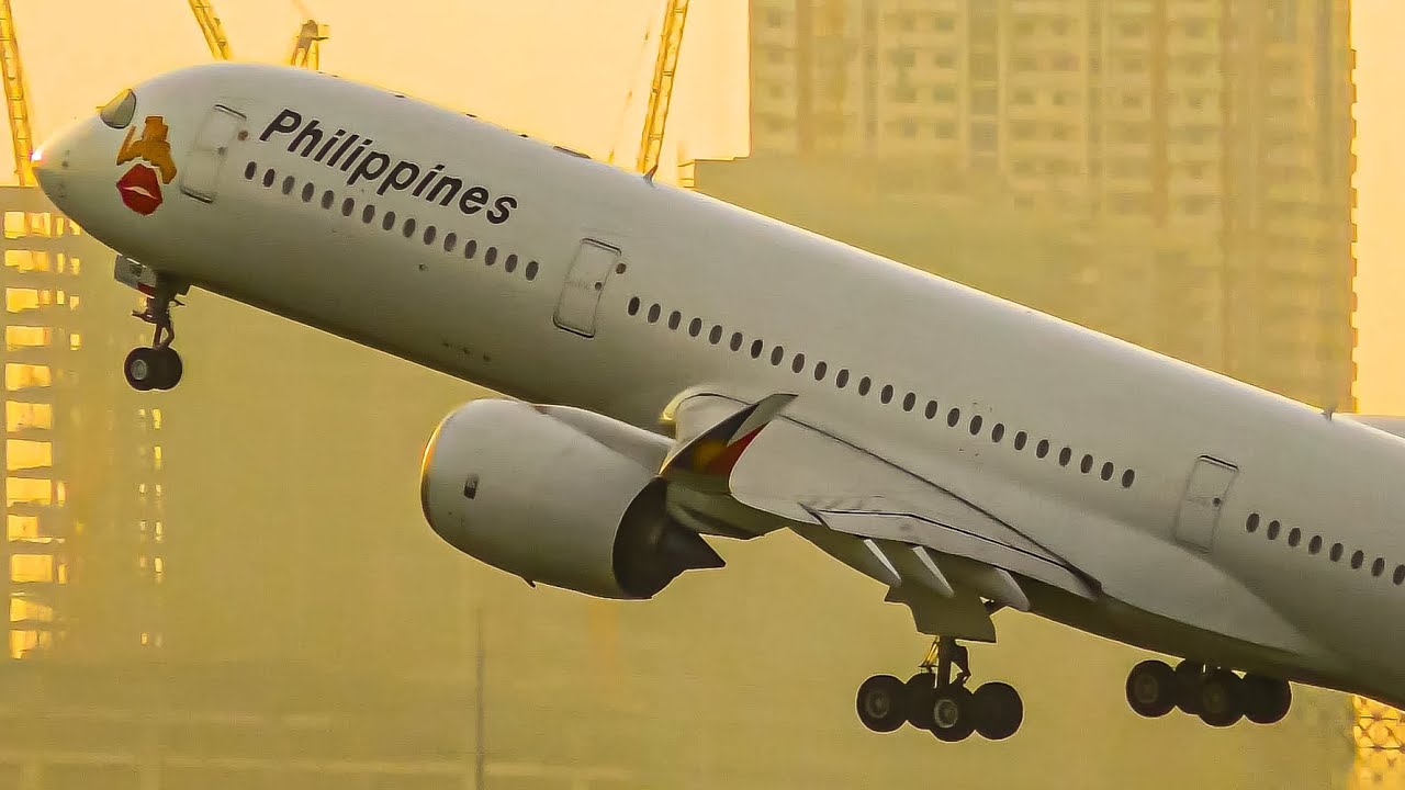 LOVE BUS | Philippine Airlines Airbus A350 Takeoff - Manila Airport ...
