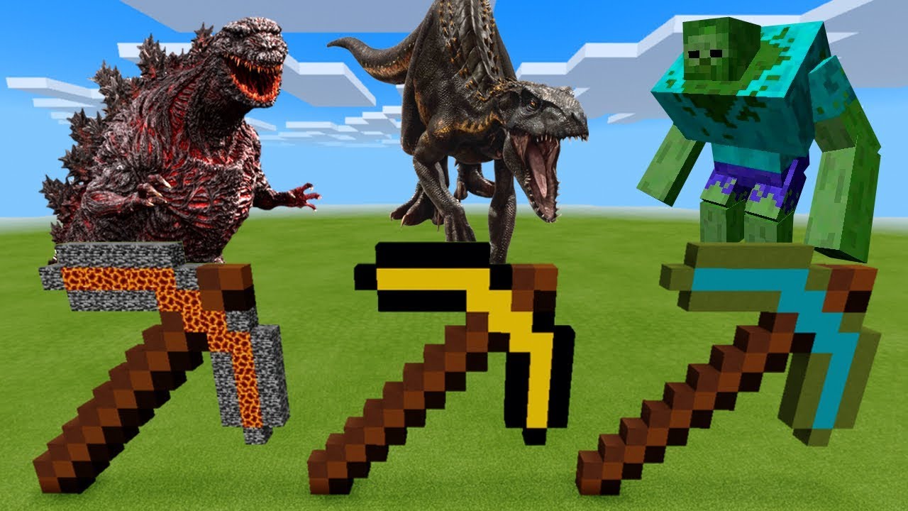 MCPE: DO NOT CHOOSE THE WRONG PICKAXE (Mutant Zombie, Indoraptor ...