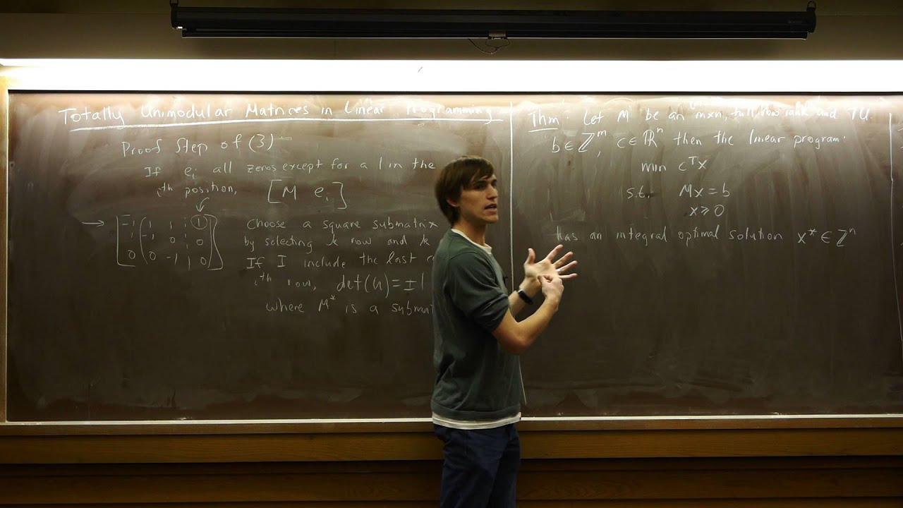 Totally Unimodular Matrices in Linear Programming - Nate Veldt - YouTube