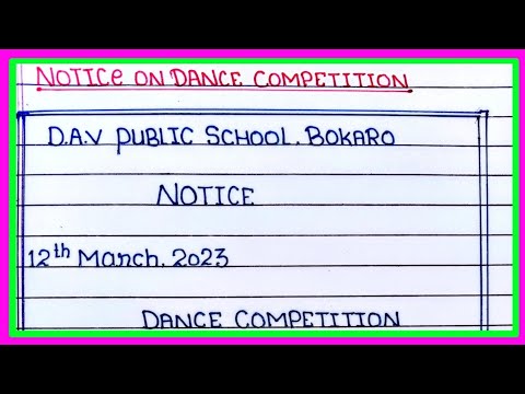 notice writing on dance competition in school।। notice on dance ...