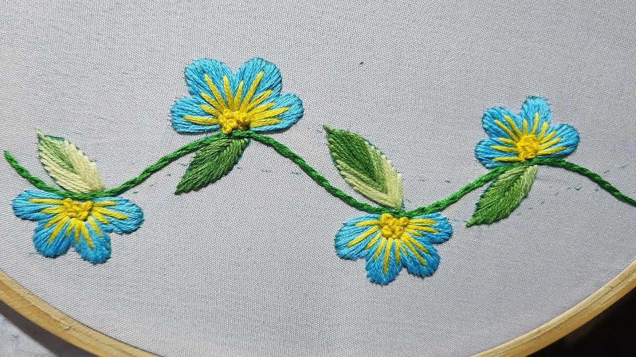 Satin Stitch Flower Border | Satin Stitch Flower Border Hand Embroidery ...