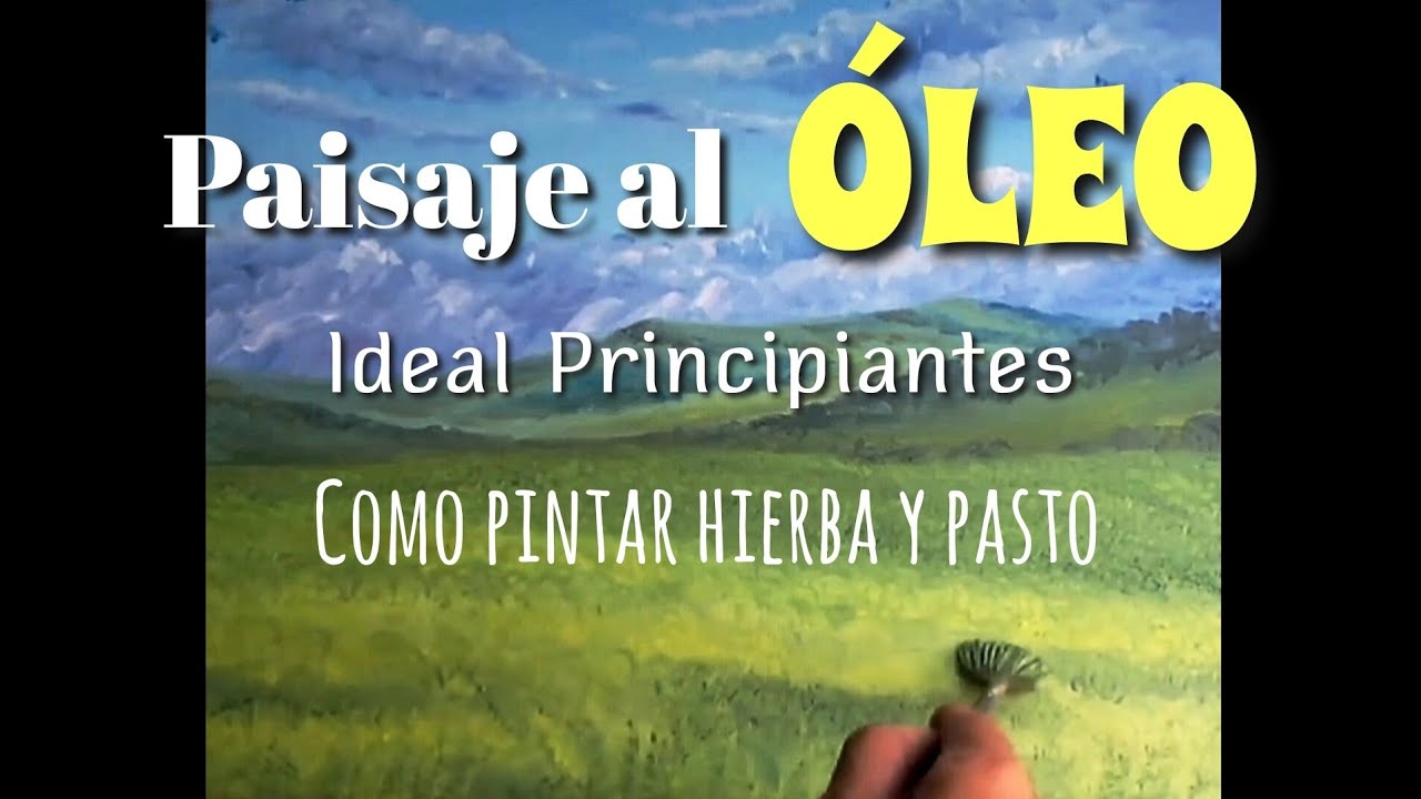 Paisaje SENCILLO pintado con Óleo. 🌿 Pintar HIERBA 🌱 | Pintar con ...