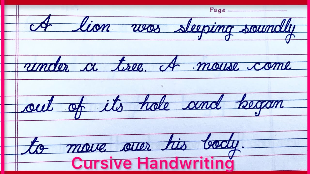 One page cursive writing in English || Most beautiful cursive writing ...
