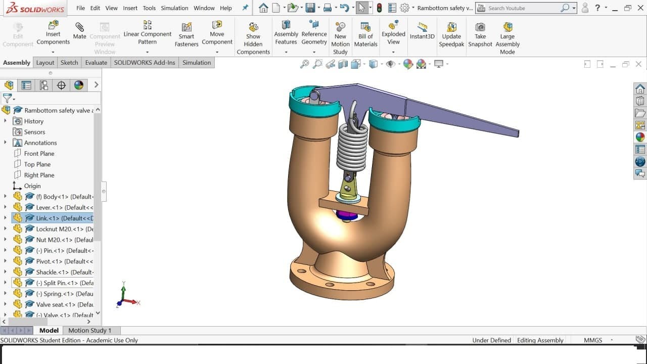 Assembly Drawing In Solidworks - Rambottom Safety Valve Part 3 - YouTube