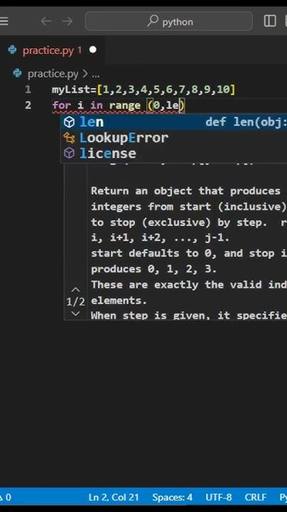Mylist In Len Function 🤷‍♂️🤖 Python Pythonprogramming Pythoncode Learnpython Youtube