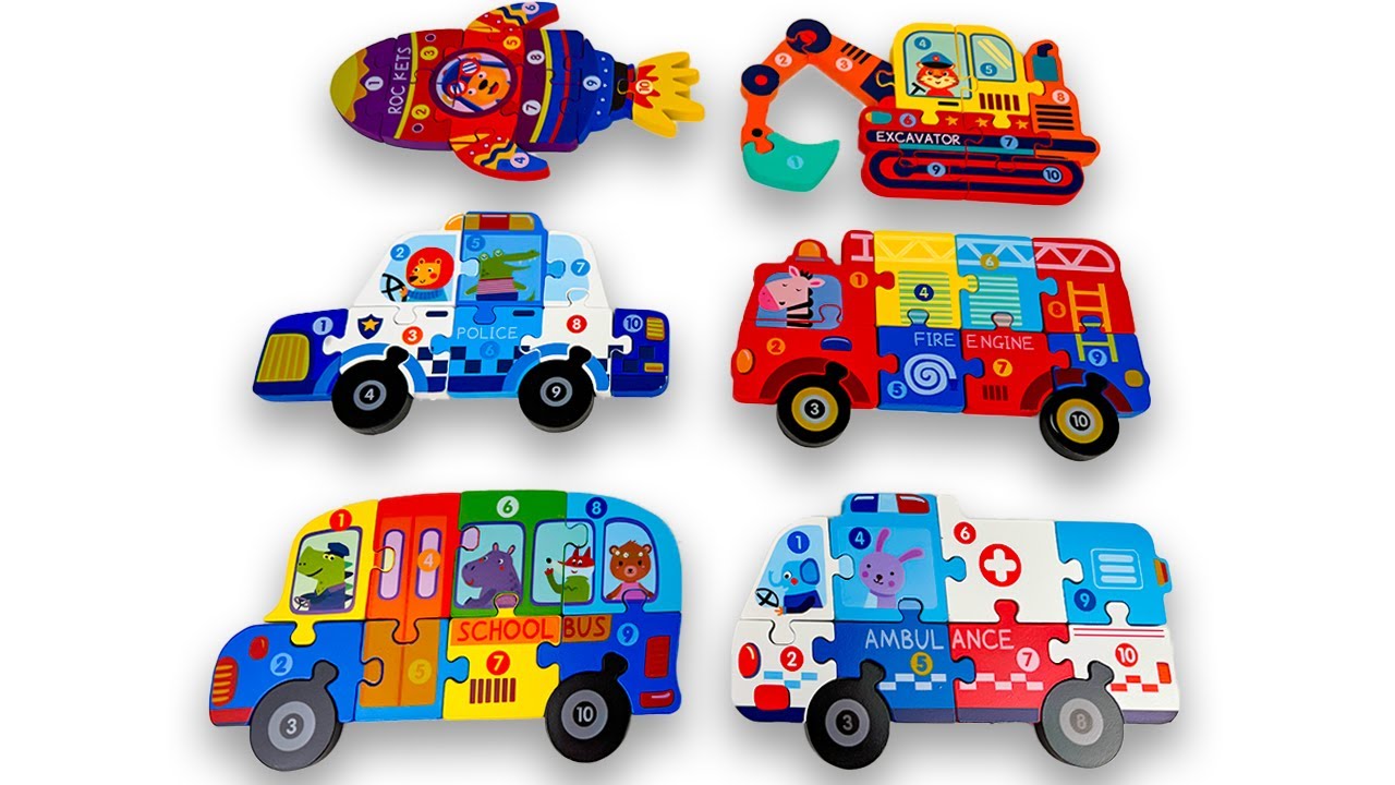 Colorful Vehicles Shape Matching Puzzle | Preschool Toddler Learning ...