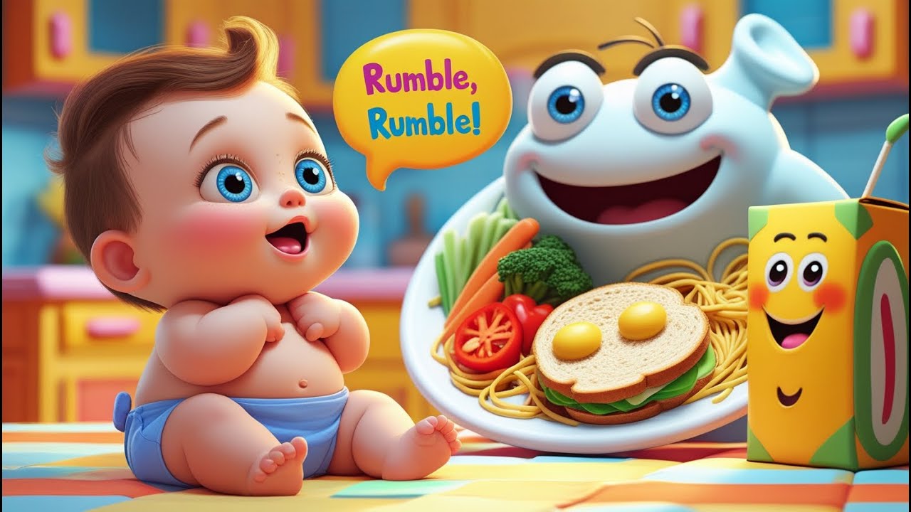 Hungry Tummy Kids Nursery Rhyme - Fun Mealtime Song for Kids - Sing ...