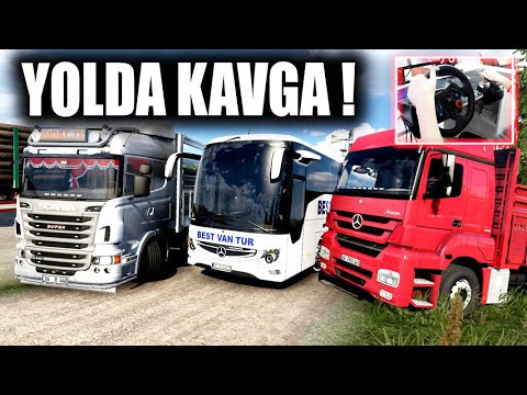 OTOBÜS VS KAMYONCULAR !!! @imdatTV ve @oguzhankaplan ile KAVGA !!! ETS 2 MOD [ Logitech G29 ]