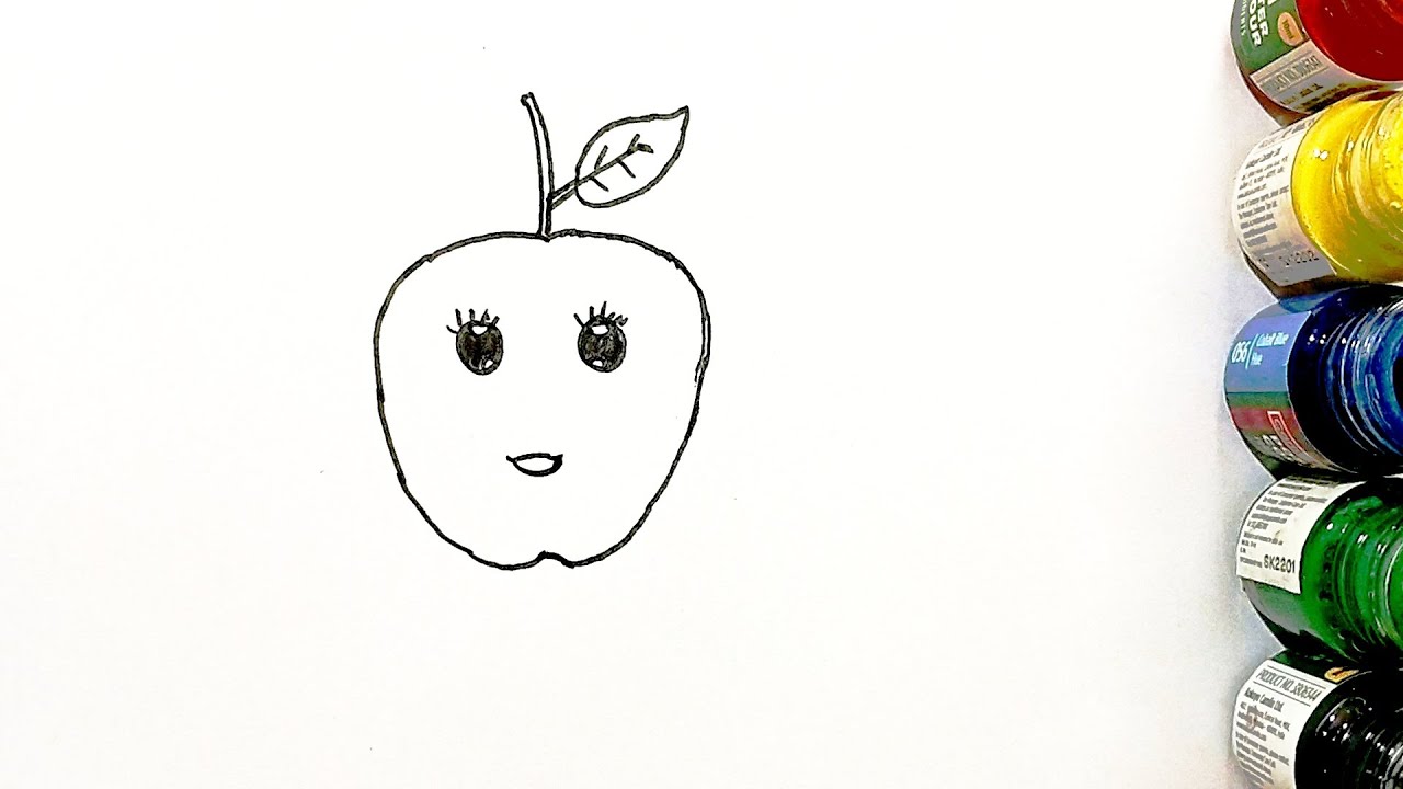 How to draw a cute Apple / Apple drawing video / Cute Apple kese banaye ...