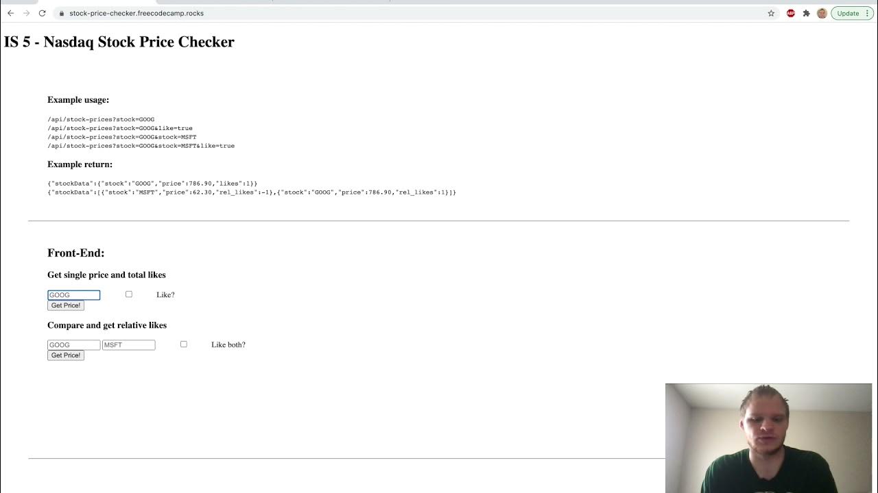 Stock Price Checker | FreeCodeCamp - YouTube