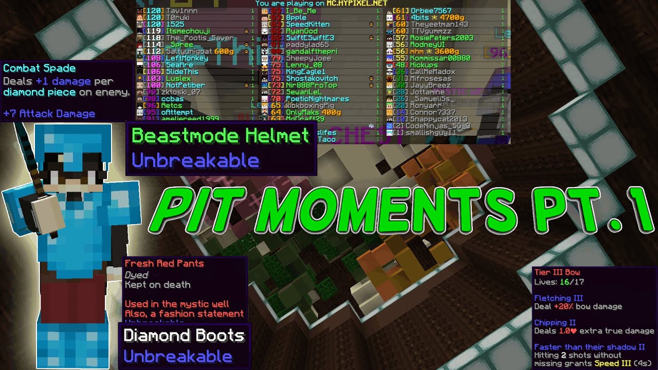 Hypixel Pit Highlights: Part 1 - YouTube