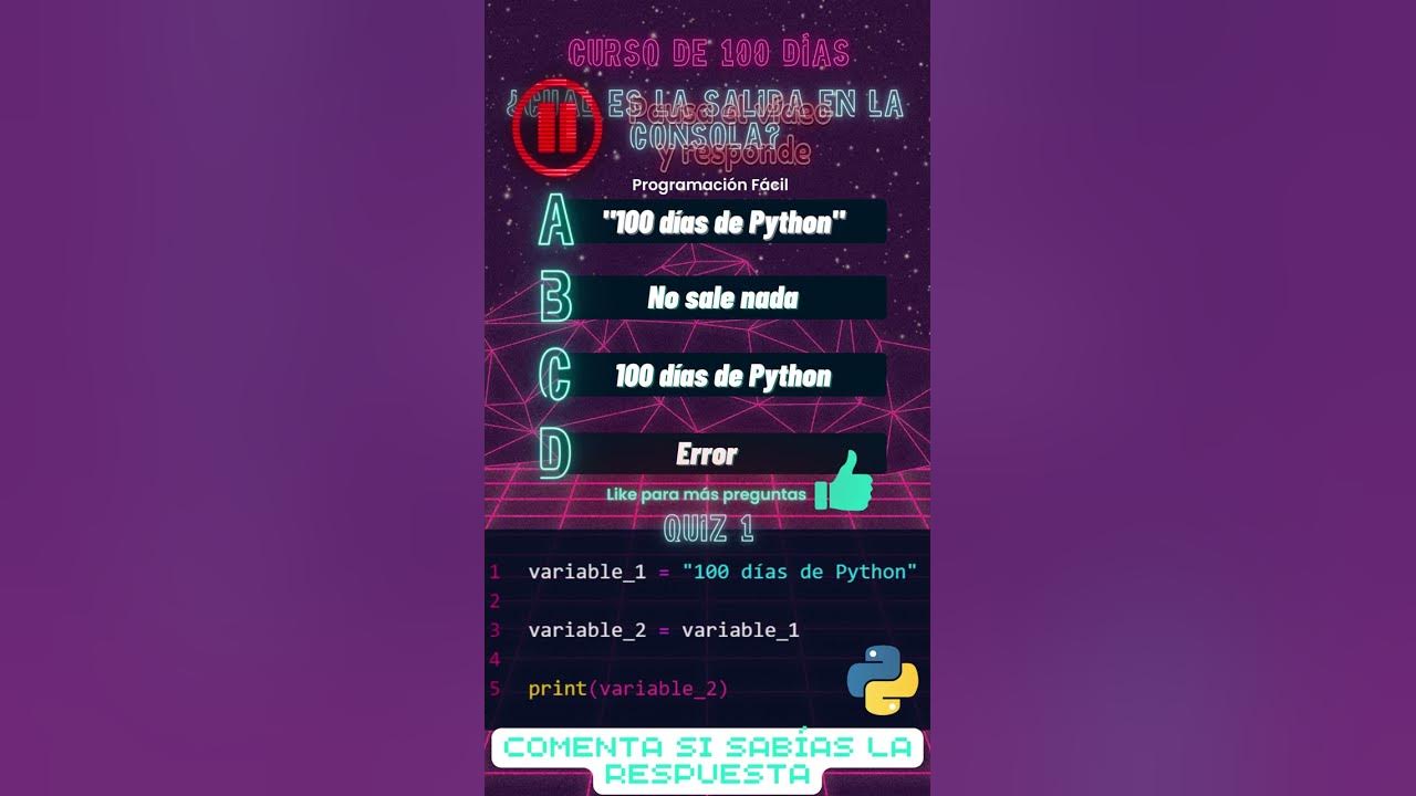 Python Quiz 1 Nivel 1 100 Días De Python Youtube