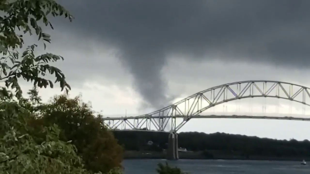 Possible waterspout/tornado near Bourne Bridge - YouTube