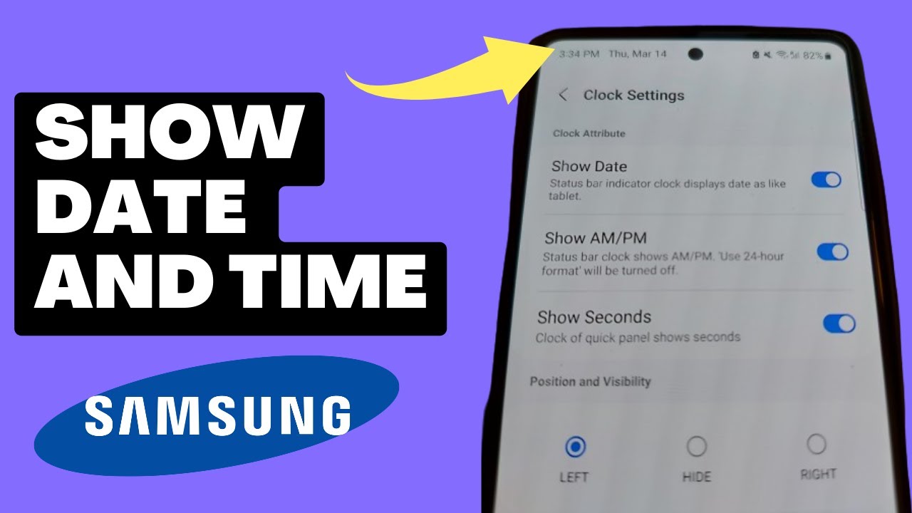 How to Show Date and Time in Status Bar on Samsung - YouTube