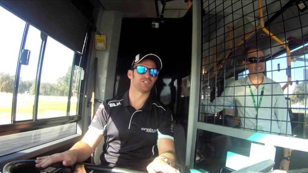 V8 Supercars driver Will Davison drives a Transperth bus on the ...