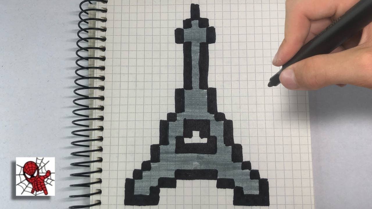 Handmade Pixel Art How To Draw the Eiffel Tower #pixelart - YouTube