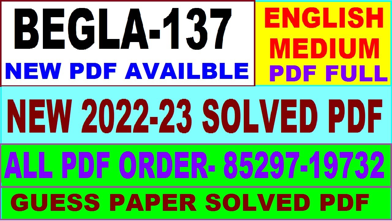 begla 137 solved assignment 2022-23 / begla 137 solved assignment in ...
