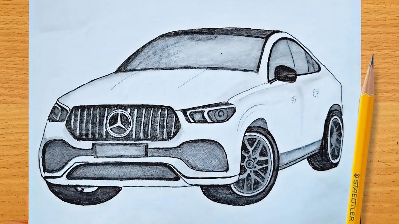 MERCEDES - BENZ car drawing || Easy Mercedes Car Drawing Video | Car ...