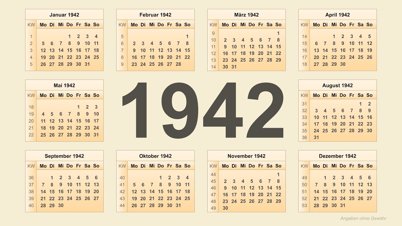 Kalender 1942 - YouTube