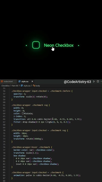 Neon Checkbox UI with HTML and Pure CSS #htmlcss #checkbox #uidesignlearning #shorts #webdesign ...