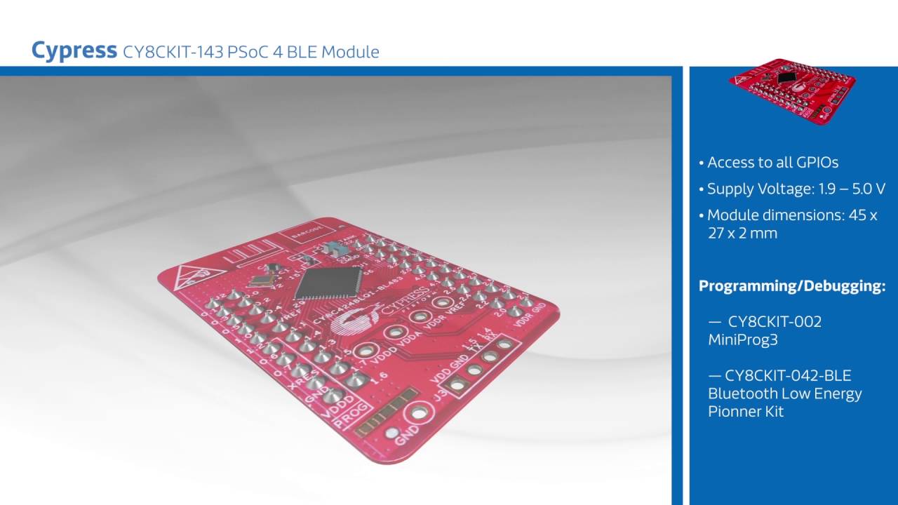 New at Mouser - Cypress CY8CKIT-143 PSoC 4 BLE Module - YouTube
