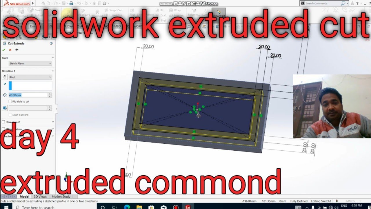 solidwork extruded cut || solidwork extruded commond|| what is extruded cut in Solidwork ...