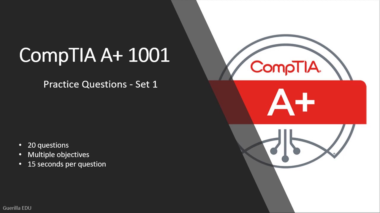 Comptia A+ 1001 - Practice Questions - Set 1 - YouTube