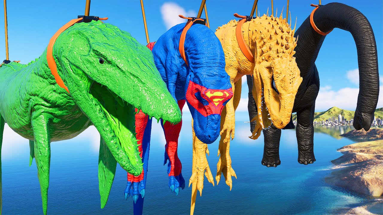(🦖Jurassic World Evolution 2)Green Mosasaurus,Superman T-Rex,I-Rex ...
