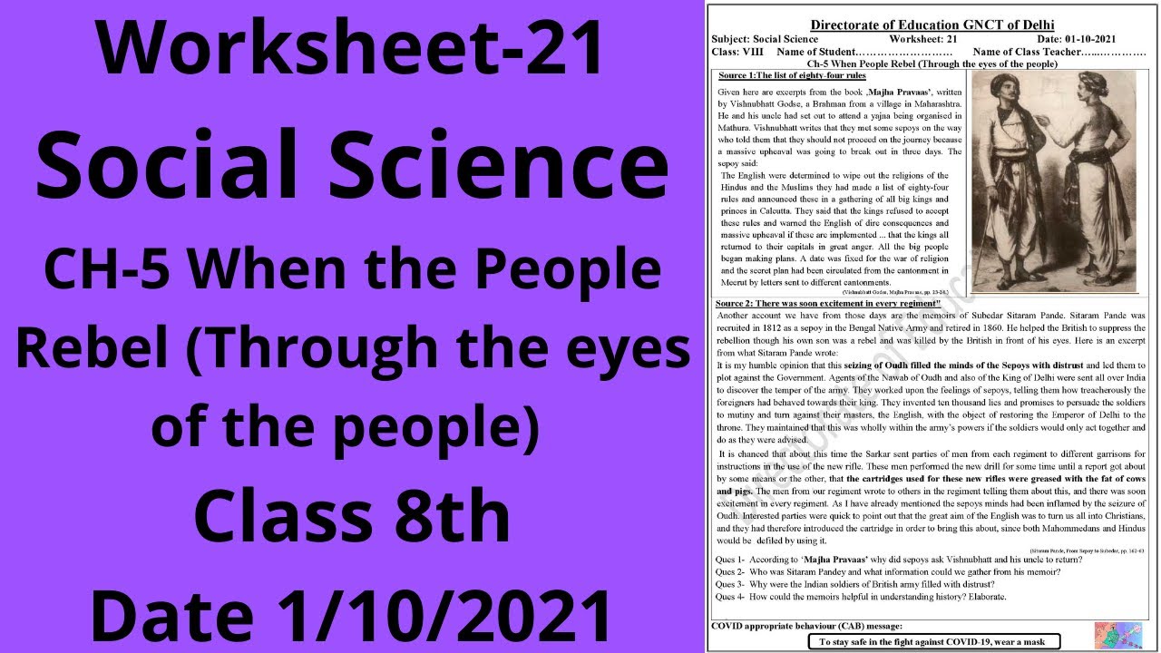 Worksheet 21 sst class 8 (1/10/21) Eng Medium / worksheet sst class 8 ...
