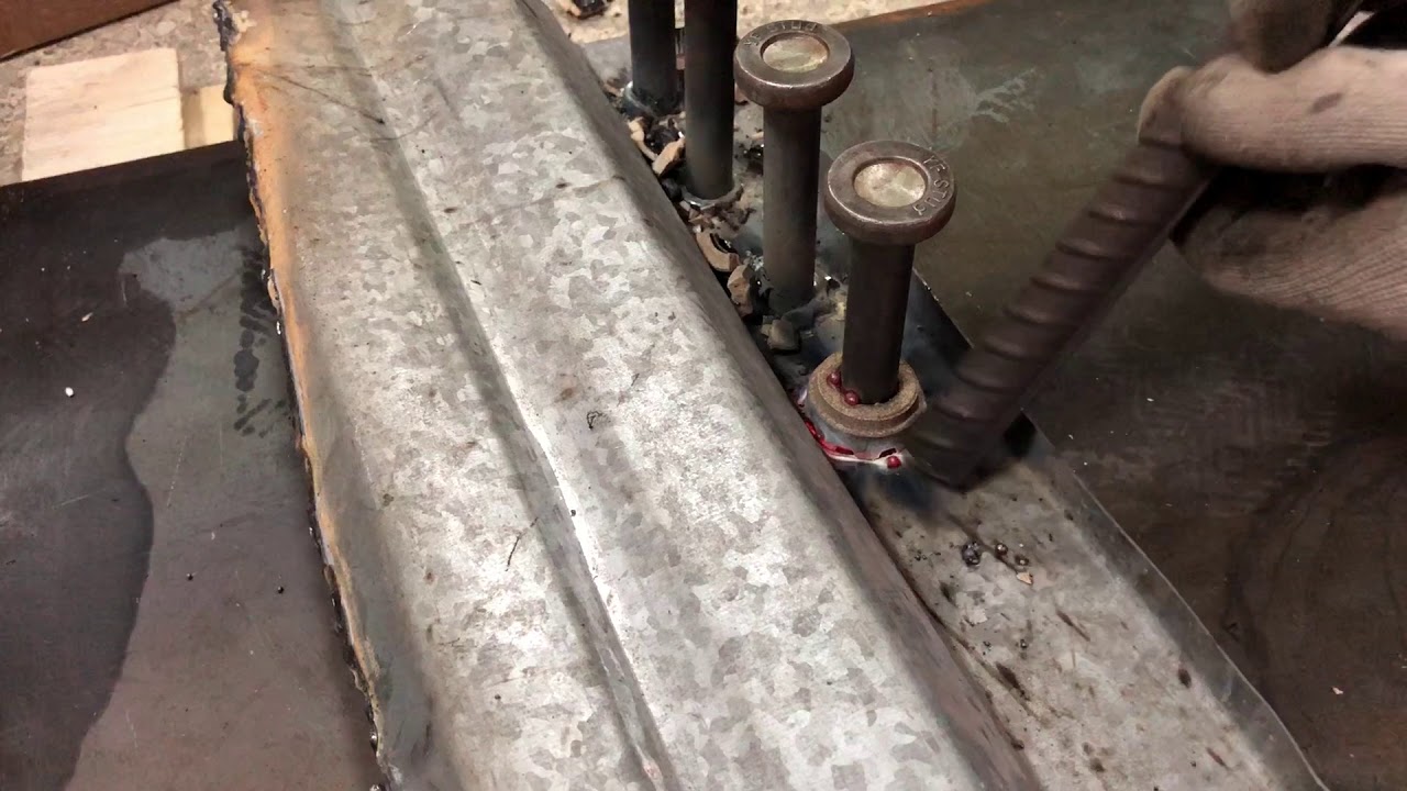 Solid stud welding machine DA-2500i-Testing welding ∅16 on the steel ...