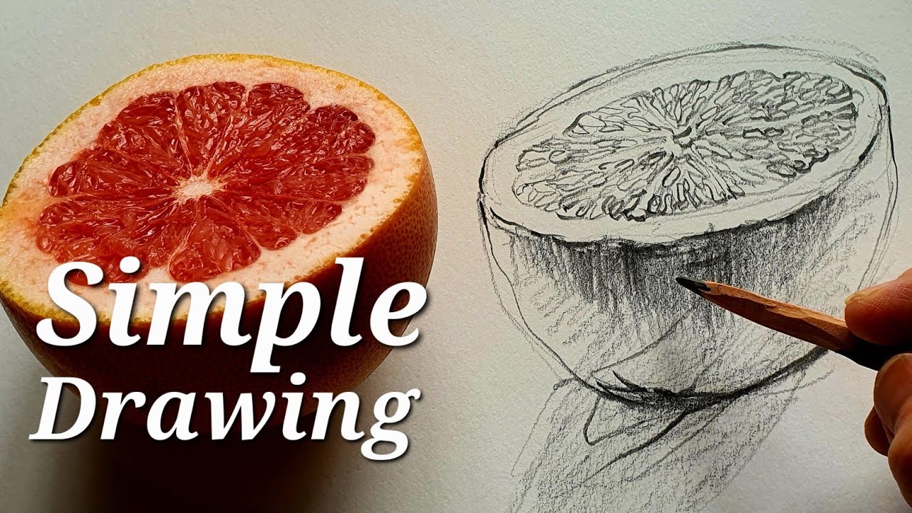 Simple Way to Draw Half Grapefruit, Detailed Guide - YouTube