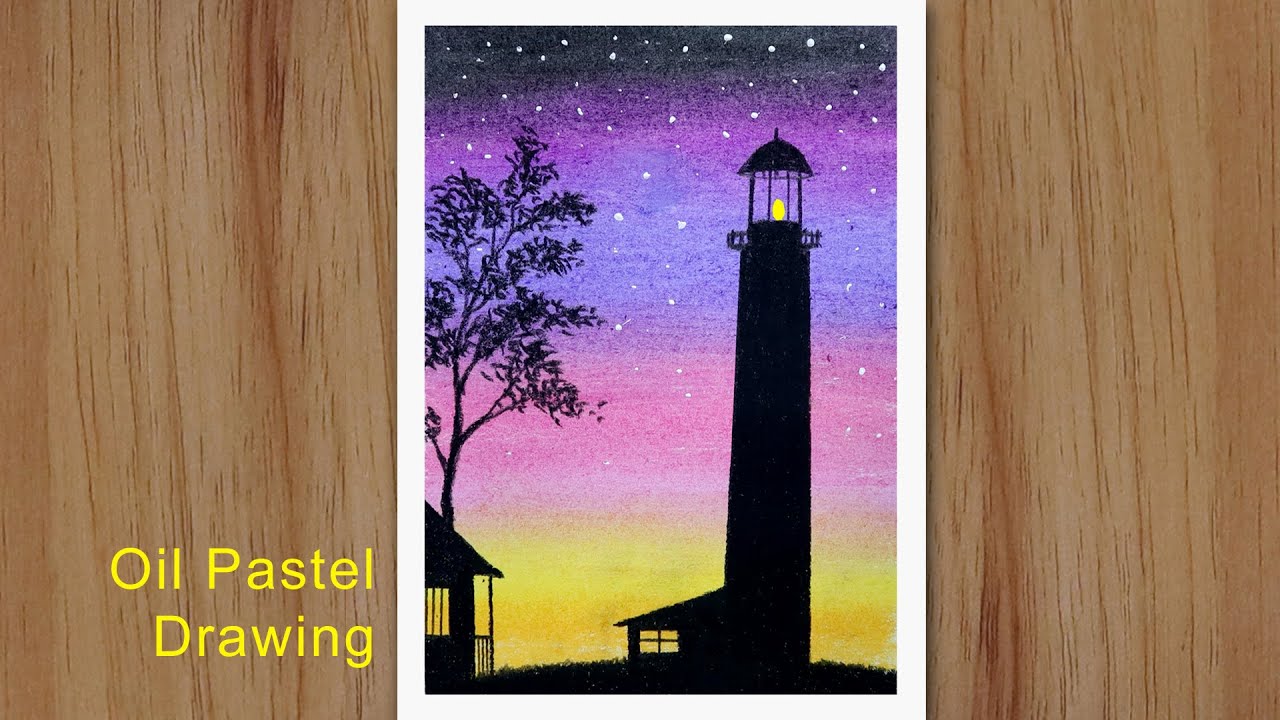How to draw a lighthouse with oil pastels step by step - Oil Pastel ...