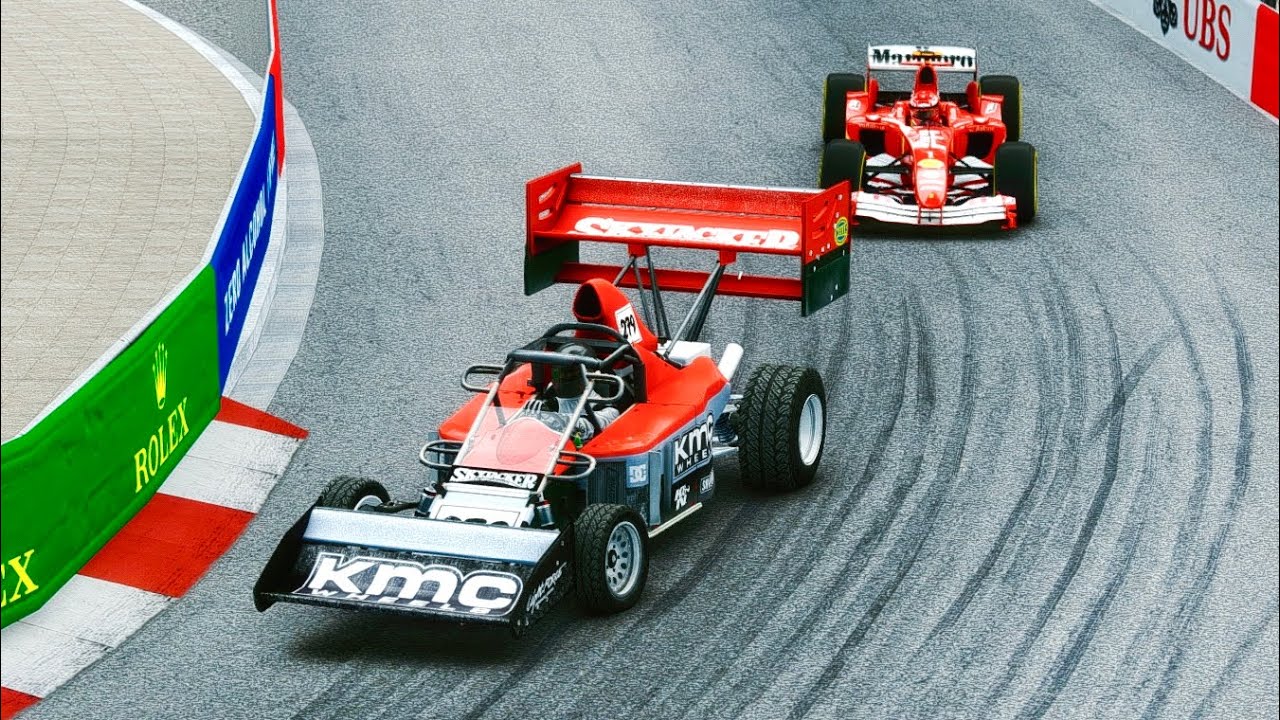 Ferrari F1 2004 vs Prototype Pikes Peak Monster Car - Monaco - YouTube