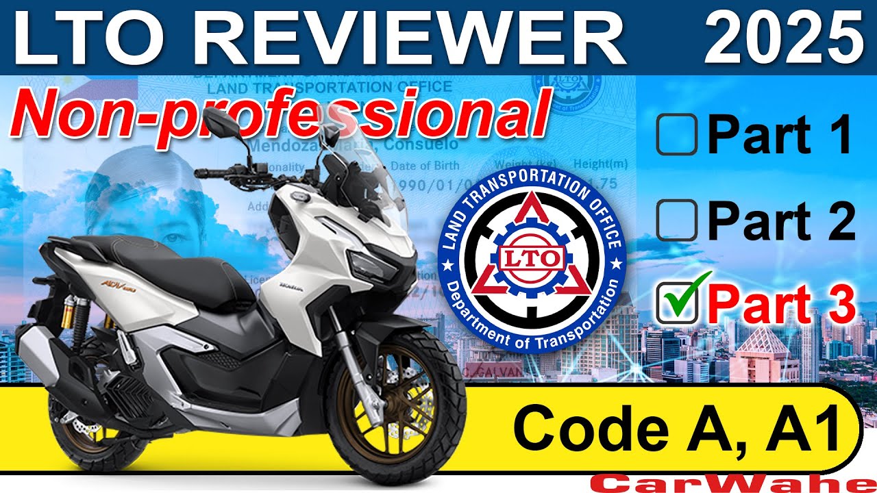 (PART 3 of 3) LTO Exam Reviewer TAGALOG | Code A1 A2 MOTORCYCLE ...