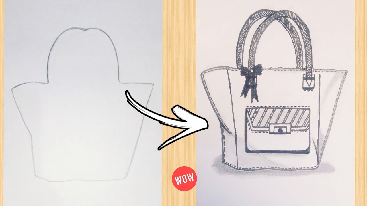 How to draw a cute beautiful handbag step by step |sketching hand bag ...
