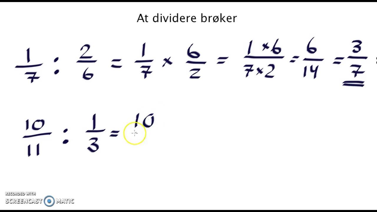 Brøker 20: at dividere brøker - YouTube