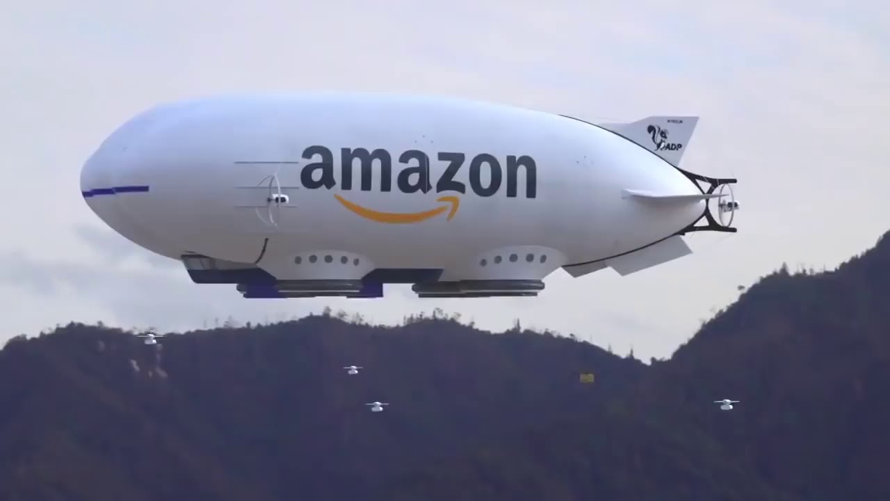 Amazon Blimp Sends Out Drones - YouTube