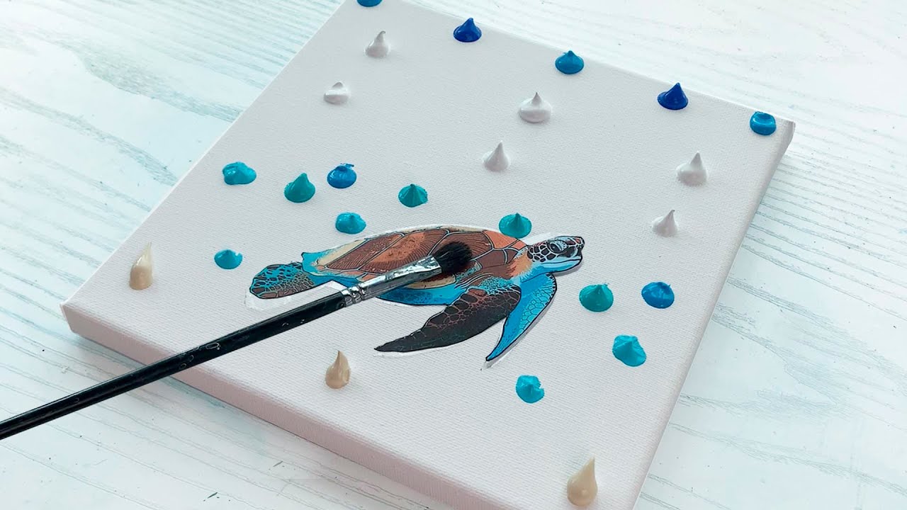 Cute Sea Turtle Under Water Painting with Acrylic / Under the Sea ...