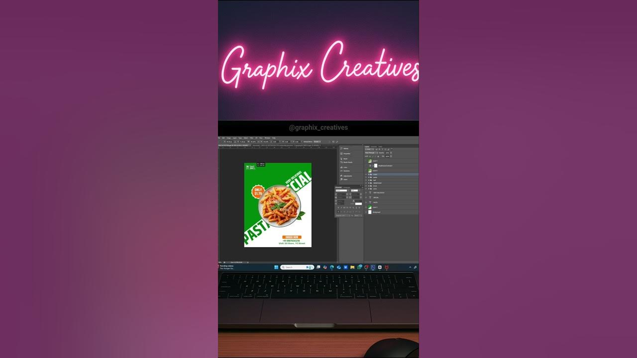 Pasta poster Design in photoshop | Graphic design #trendingshorts # ...