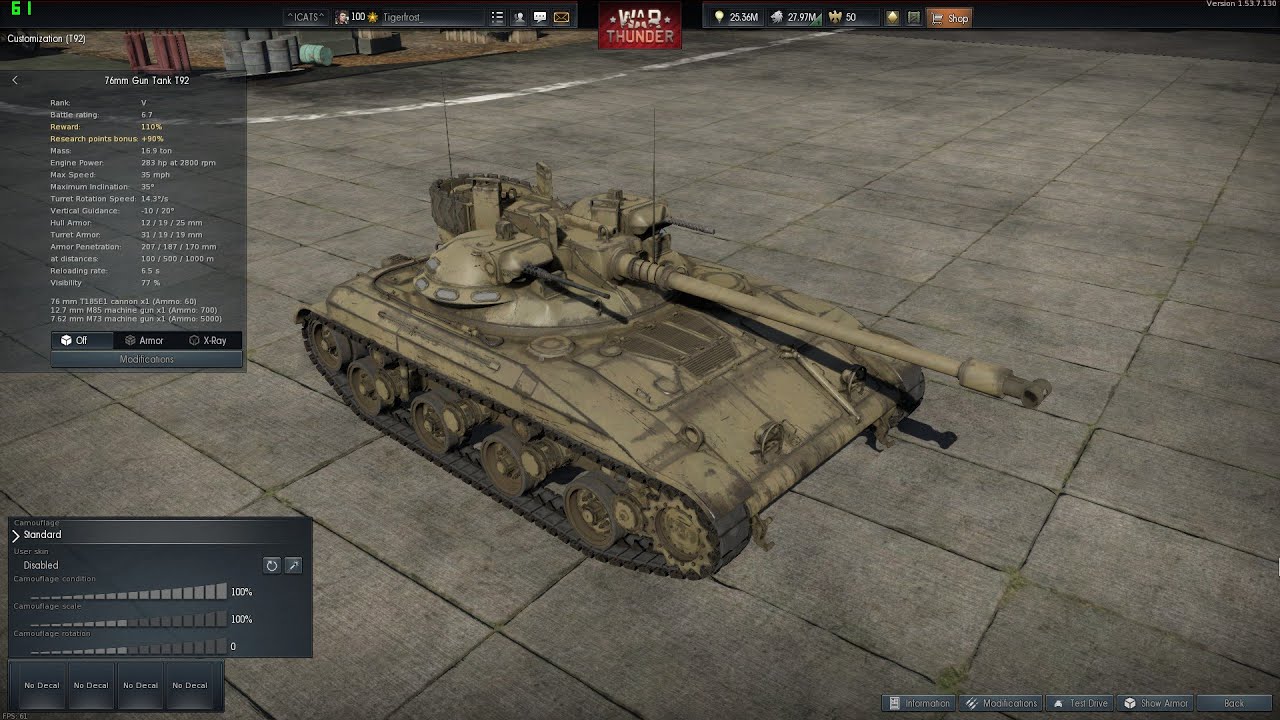 War Thunder - Finished Research On The T92 (United States Tier V Light ...